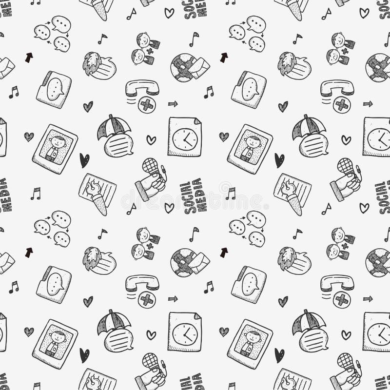 Seamless Doodle Communication Pattern Stock Vector - Illustration of ...