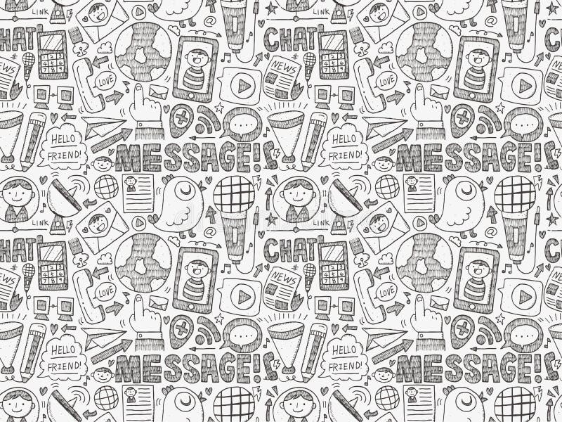 Seamless Doodle Communication Pattern Stock Vector - Illustration of ...