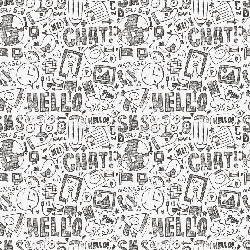 Seamless Doodle Communication Pattern Stock Illustration - Illustration ...