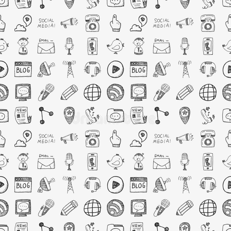 Seamless Doodle Communication Pattern Stock Vector - Illustration of ...