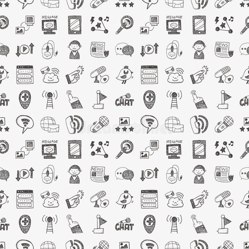 Seamless Doodle Communication Pattern Stock Vector - Illustration of ...