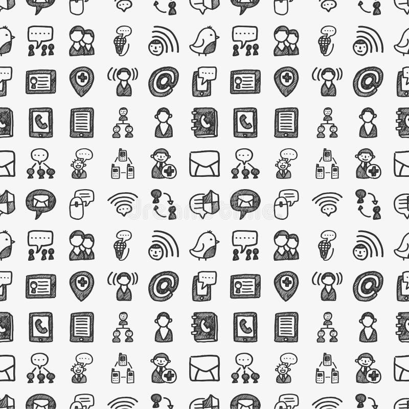 Seamless Doodle Communication Pattern Stock Vector - Illustration of ...