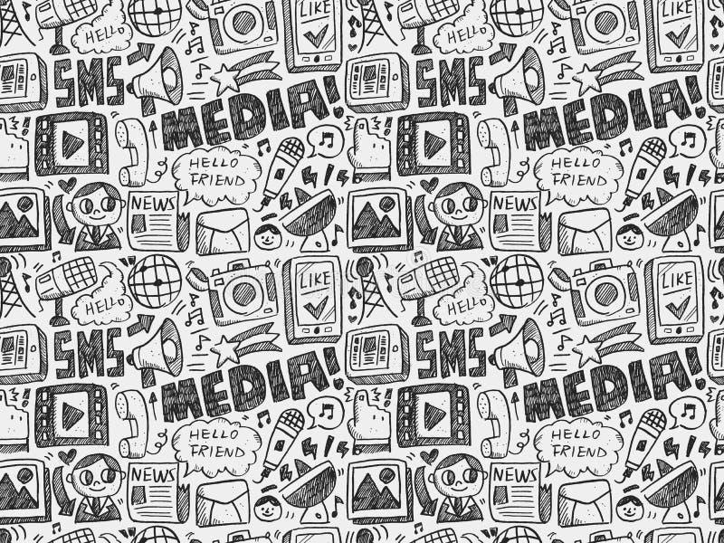 Seamless Doodle Communication Pattern Stock Vector - Illustration of ...