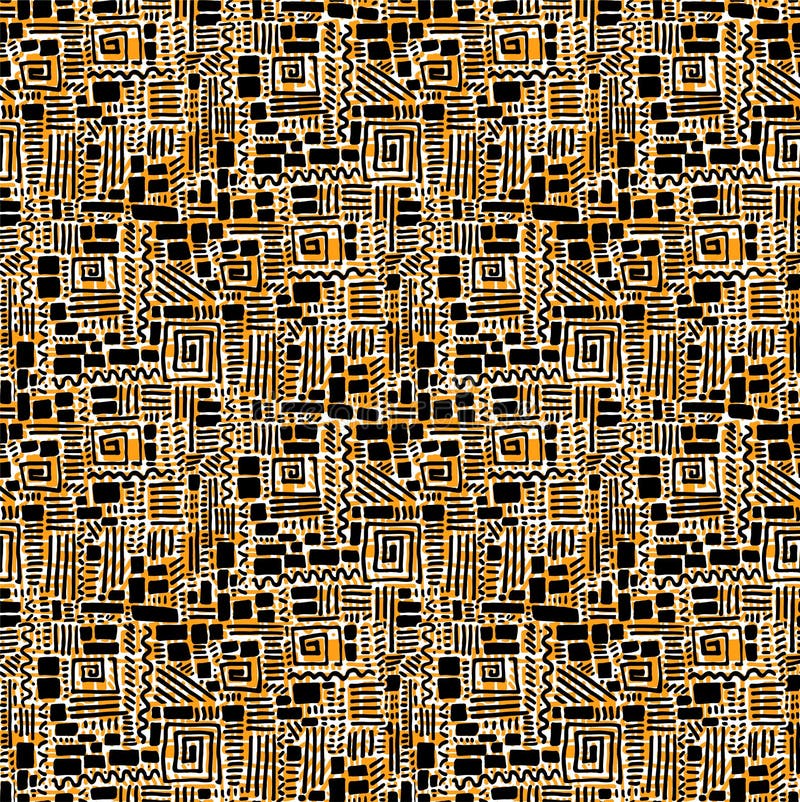 Seamless Doodle Geometric Brick and Line Pattern. Stock Vector ...