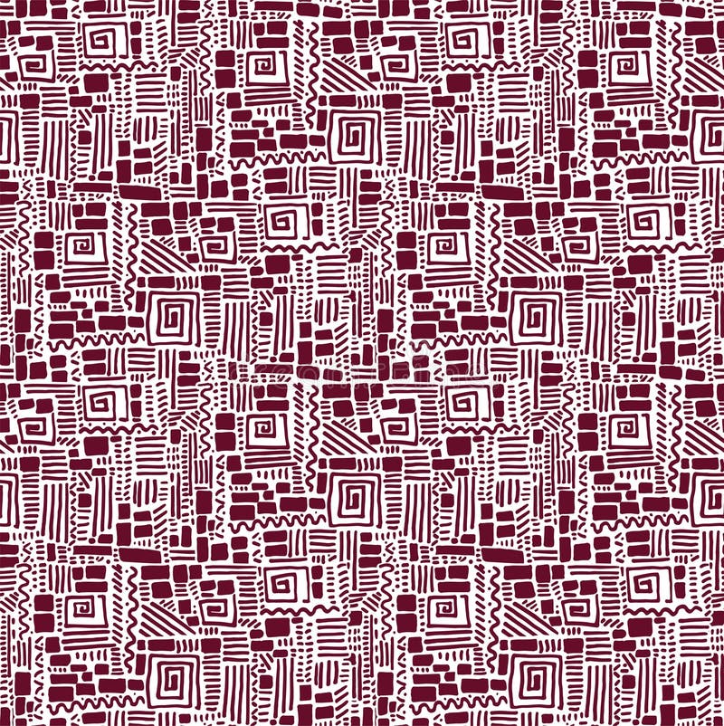 Seamless Doodle Geometric Brick and Line Pattern. Stock Vector ...