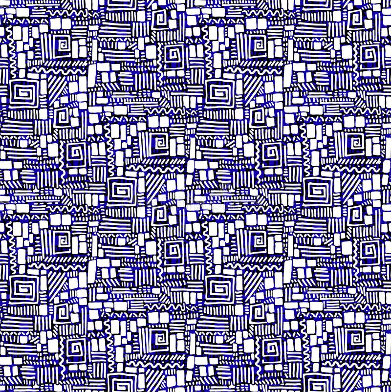 Seamless Doodle Geometric Brick and Line Pattern. Stock Vector ...