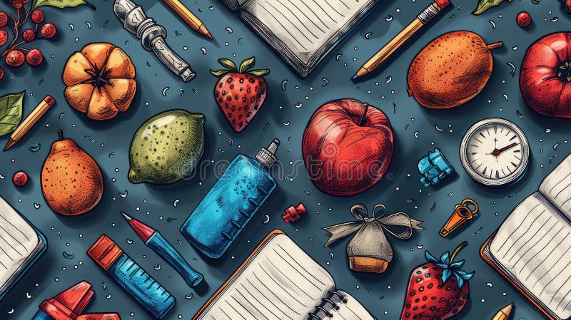 Seamless Doodle Pattern for Back To School - Hand-Drawn School Supplies ...
