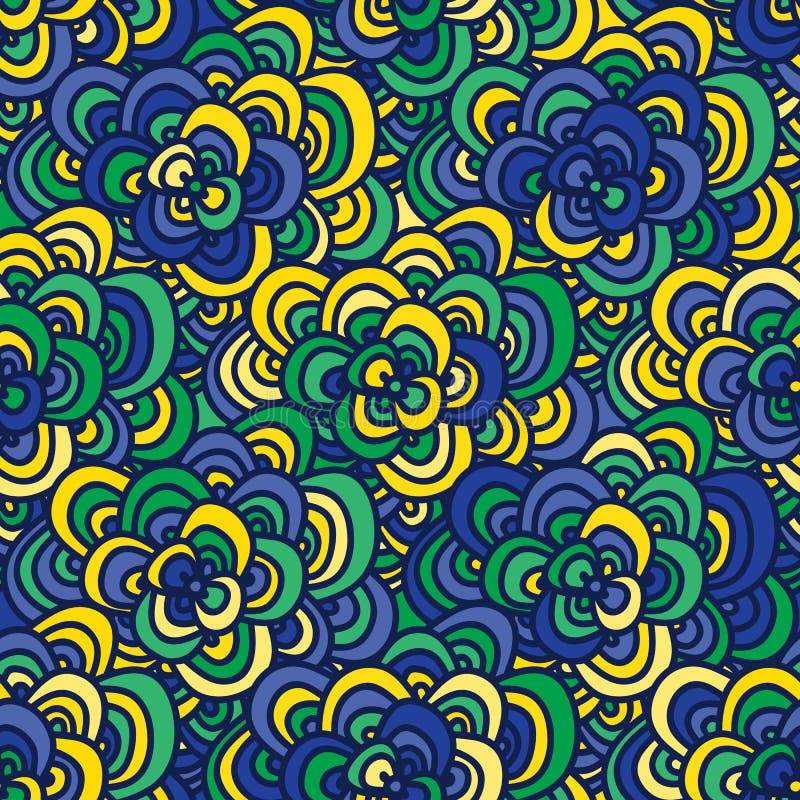 Seamless Doodle Pattern in the Colors of the Brazilian Flag. Stock ...