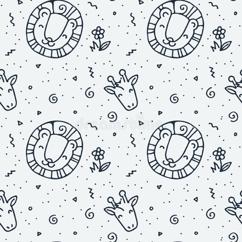 Seamless Doodle Pattern with Cute Elements Stock Vector - Illustration ...