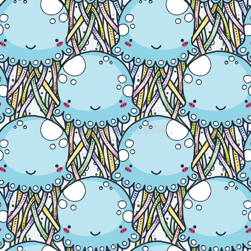 Seamless Doodle Pattern with Cute Elements Stock Vector - Illustration ...