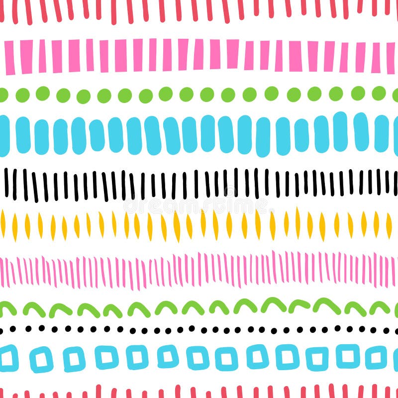 Seamless Doodle Pattern with Lines Dots. Abstract Vector Texture with ...
