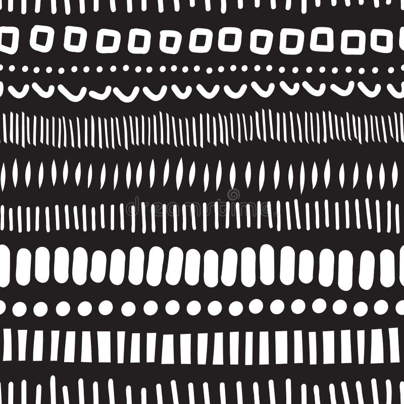 Seamless Doodle Pattern with Lines Dots. Abstract Vector Texture with ...