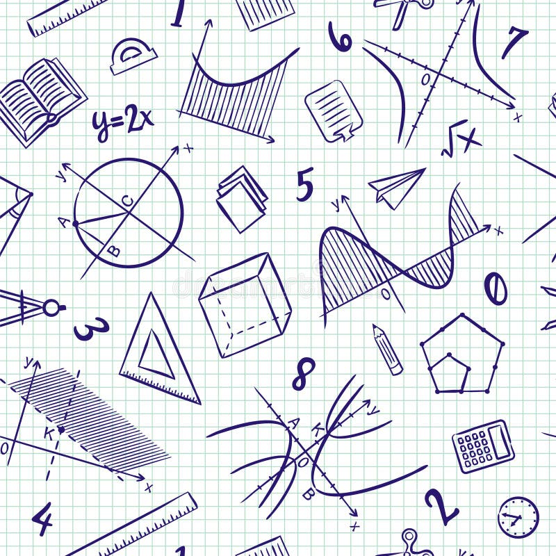 Pattern with School Elements Stock Illustration - Illustration of cell ...