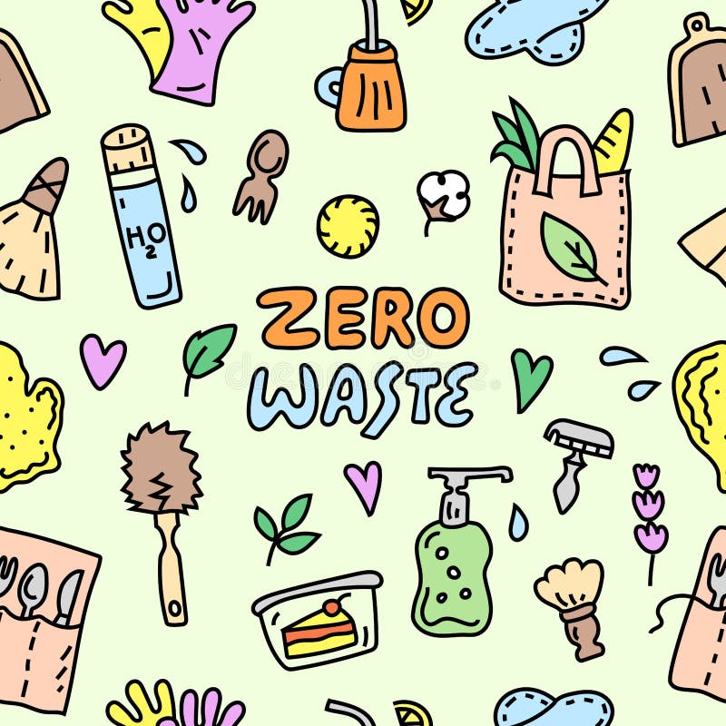 Seamless Doodle Pattern with Zero Waste Objects Stock Vector ...