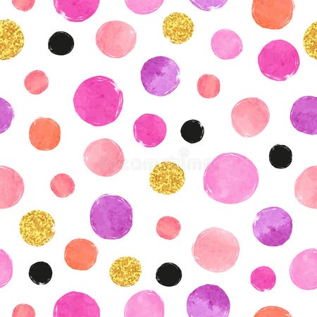 Seamless Dots Pattern. Vector Background with Watercolor Circles Stock ...