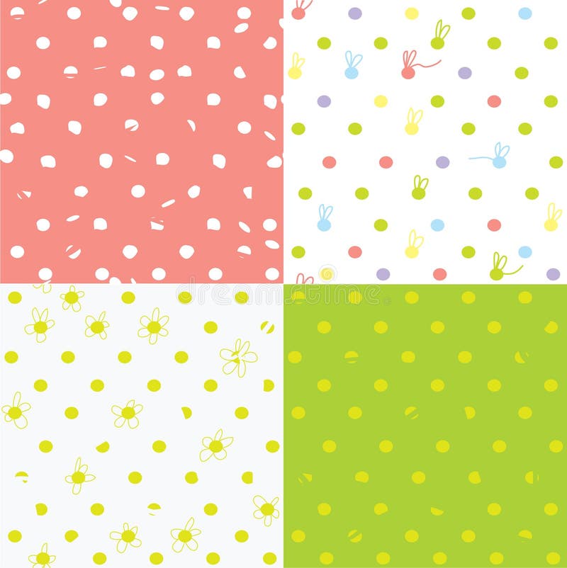 Seamless Dots Patterns Cute Design Stock Vector - Illustration of ...