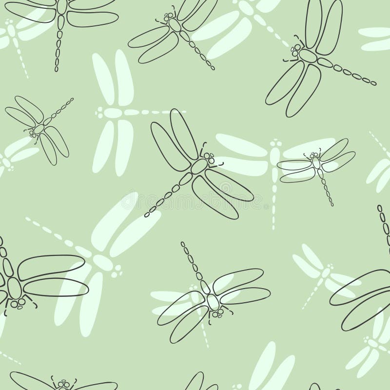 Seamless Dragonflies Pattern Stock Vector - Illustration of beautiful ...