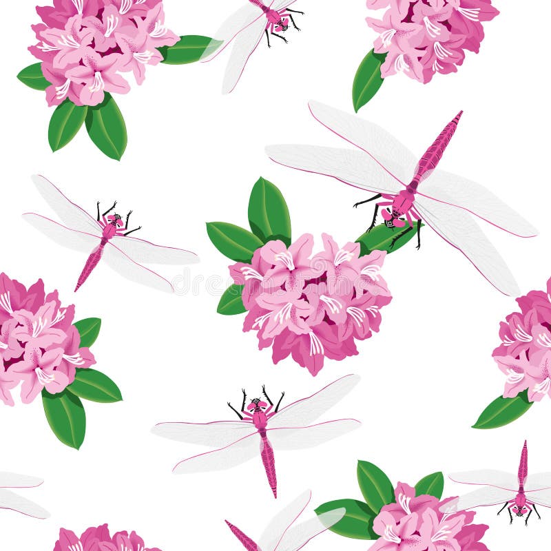 Seamless Dragonfly Pattern Isolated on Abstract Background. Flat Vector ...