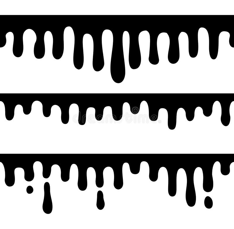Seamless Dripping Elements. Ink Drips, Shape of Melting Drops. Black ...