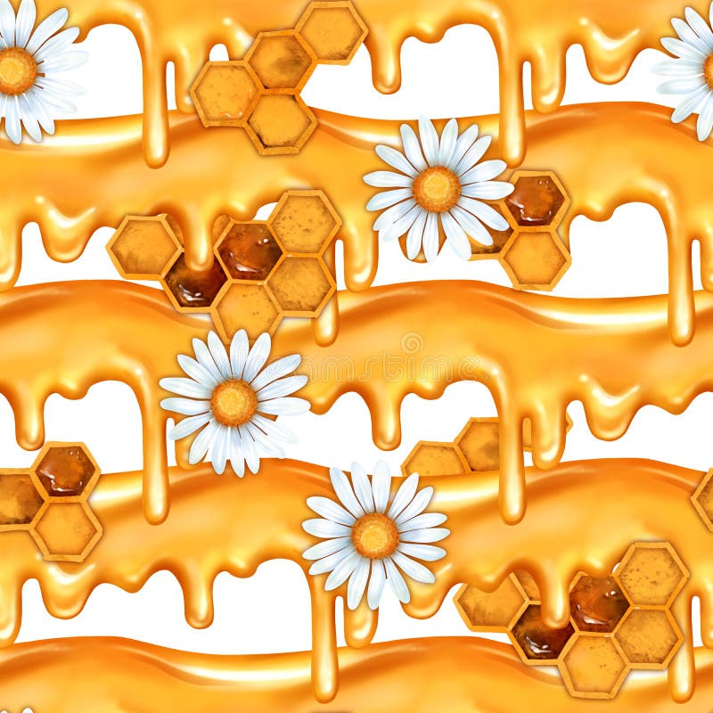 Seamless Dripping Honey Pattern Stock Illustration - Illustration of ...