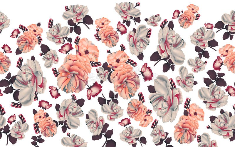 Seamless Dry Rose Flower Border Design Stock Illustration ...