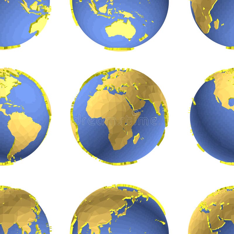 Abstract Seamless Pattern With Earth Globes Stock Illustration ...