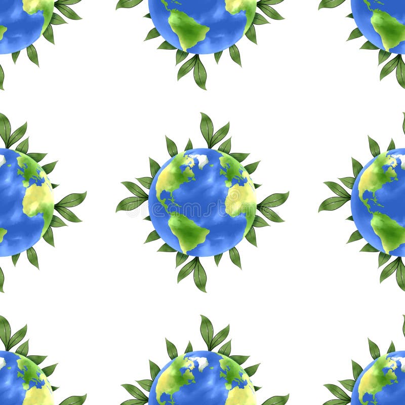 Seamless Earth Pattern with Leaves Stock Illustration - Illustration of ...
