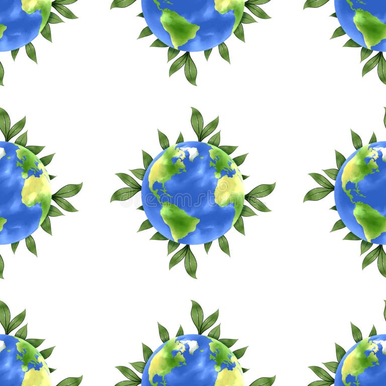 Seamless Earth Pattern with Leaves Stock Illustration - Illustration of ...