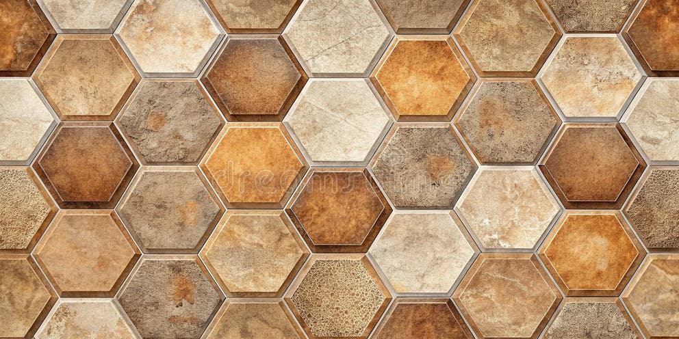 Seamless Earthy Hexagonal Tile Pattern Background Rustic Geometric ...