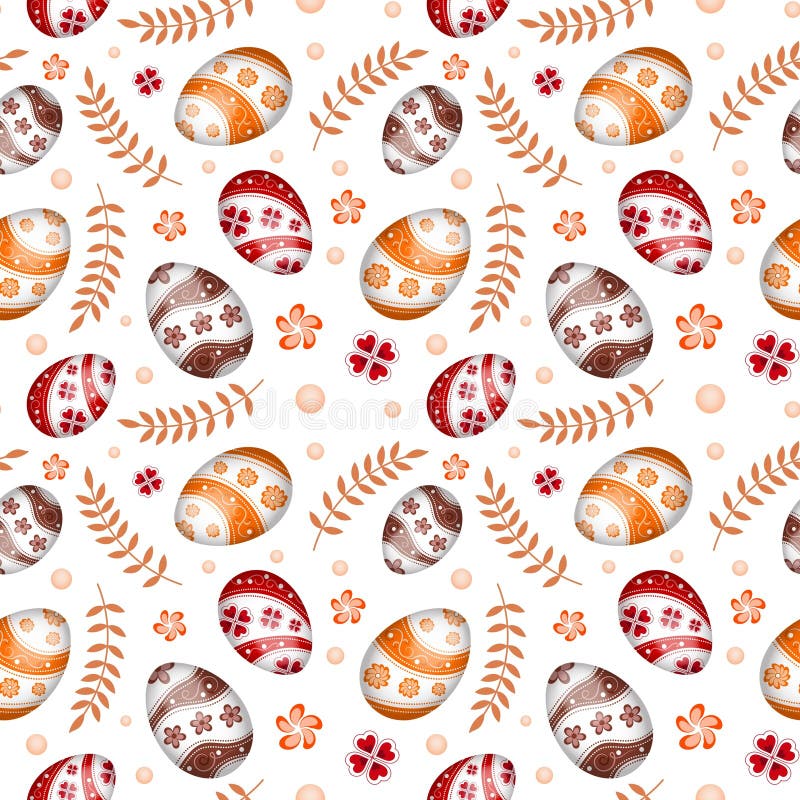 Seamless Easter Background Pattern of Realistic White Eggs and Painted ...