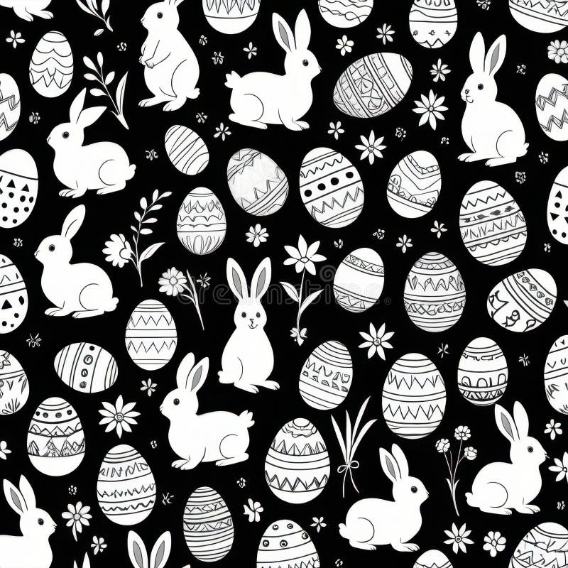 A Seamless Easter Black and White Wallpaper Stock Illustration ...