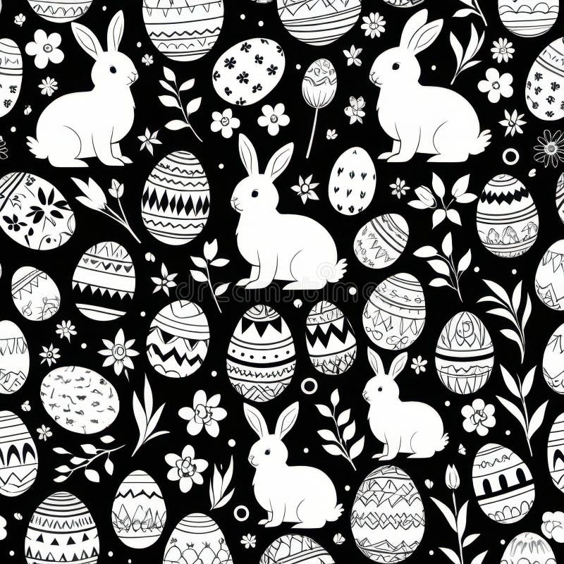 A Seamless Easter Black and White Wallpaper Stock Illustration ...