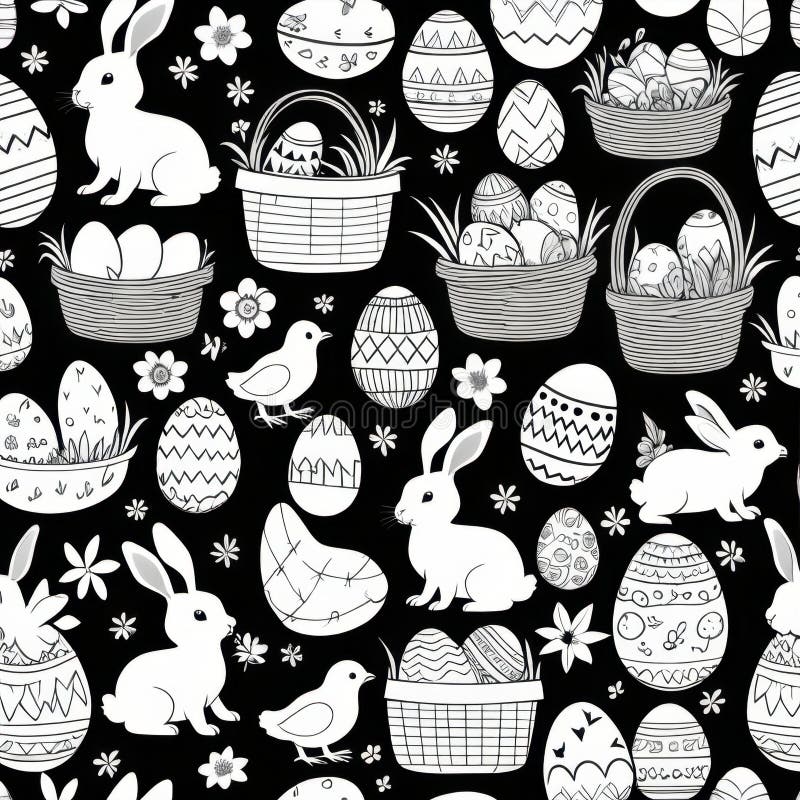 A Seamless Easter Black and White Wallpaper Stock Illustration ...