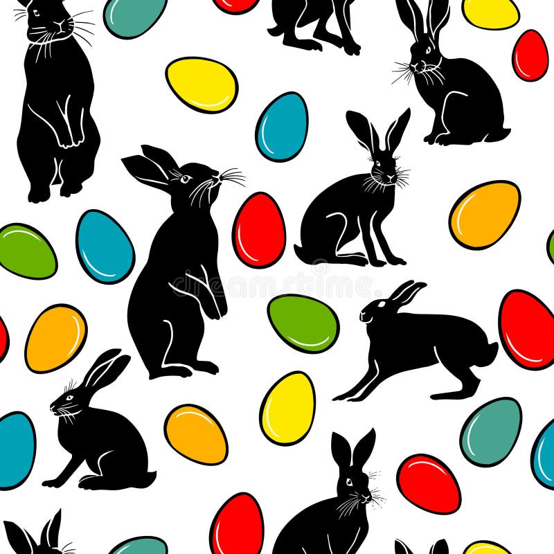 Seamless Easter Bunny Pattern. Hand Drawing. Not AI. Vector ...