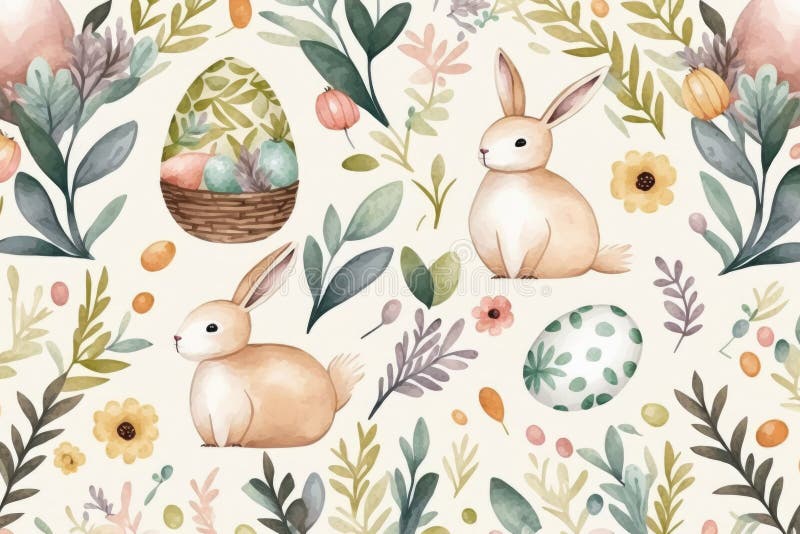 Seamless Easter Egg Pattern with Bunny in Pastel Colours - Generative ...