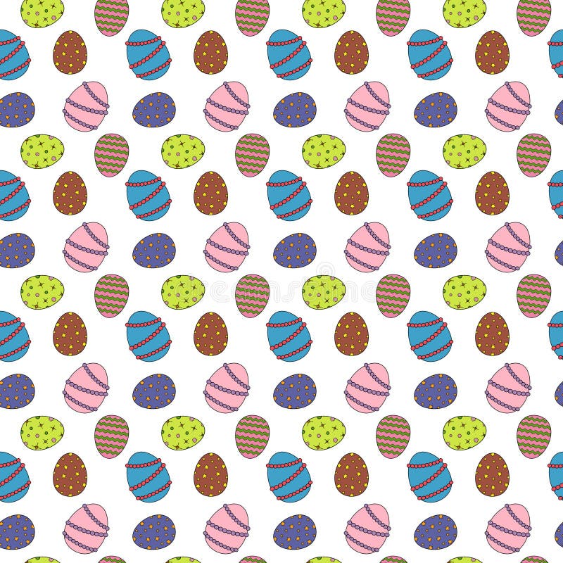 Seamless Easter Egg Pattern with Colorful Designs Stock Illustration ...