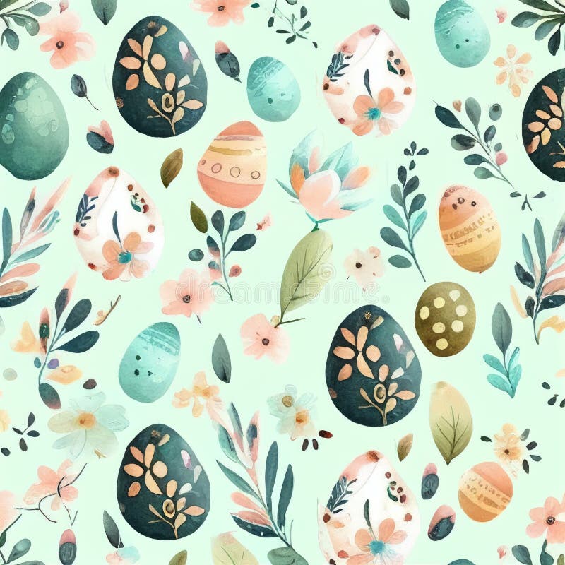 Seamless Easter Egg Pattern in Green Pastel Colours - Generative AI ...