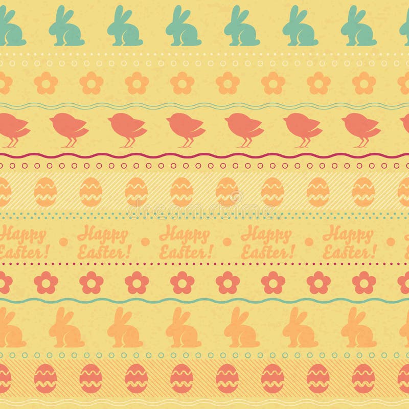 Easter Horizontal Seamless Border Pattern. Cute Floral Easter Rabbit ...