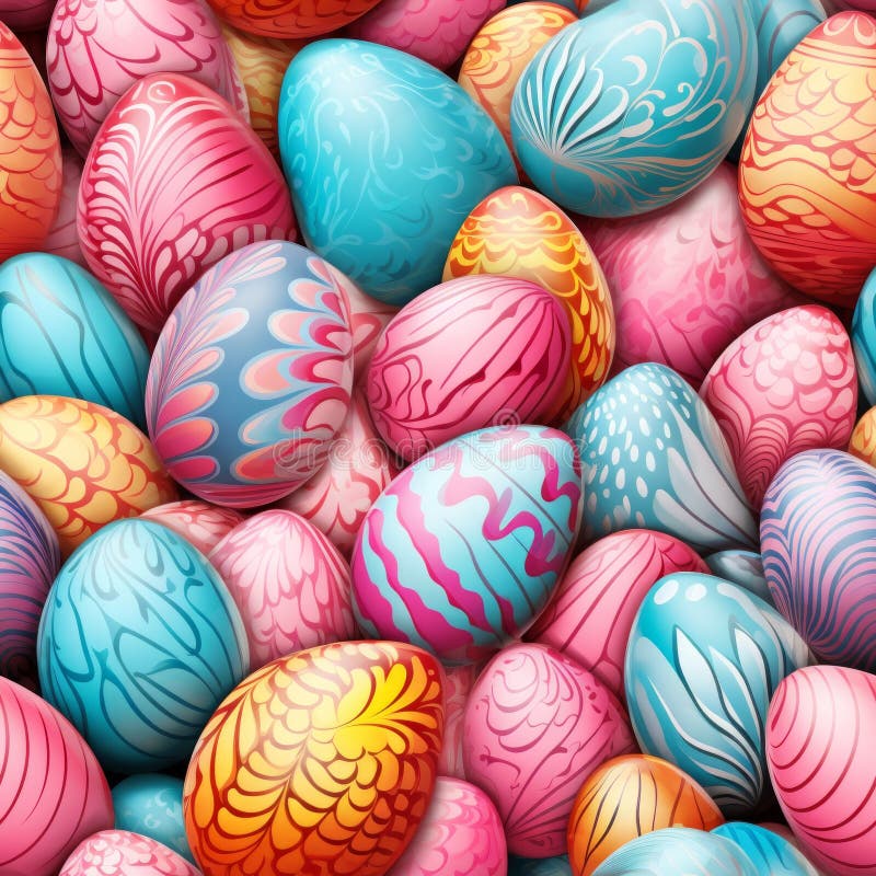 Seamless Easter Pastel Colors Background Pattern with Decorative ...