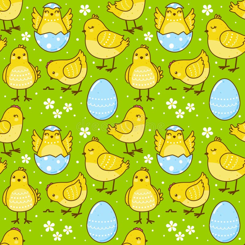 Seamless Easter Pattern with Chickens Stock Vector - Illustration of little, funny: 141929036