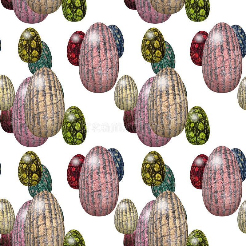 Seamless Easter Pattern with Pink, Green, Red and Yellow Leathery Eggs ...