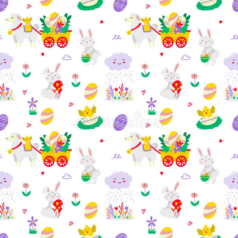 Seamless Easter Pattern Vector for Banner Stock Vector - Illustration ...