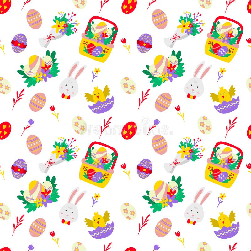 Seamless Easter Pattern Vector for Banner Stock Vector - Illustration ...