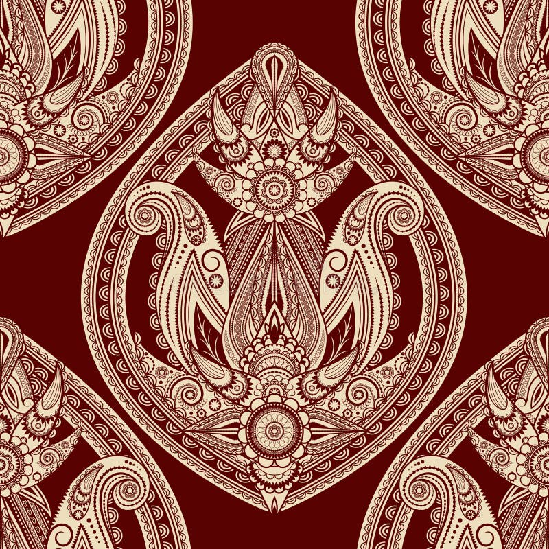 Seamless Eastern Style Paisley Stock Vector - Illustration of line ...