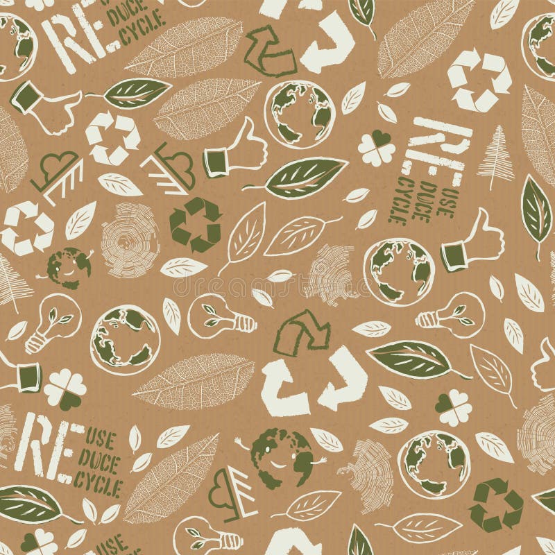 Seamless Ecology Pattern with Leaves. Vector 3 Stock Vector ...