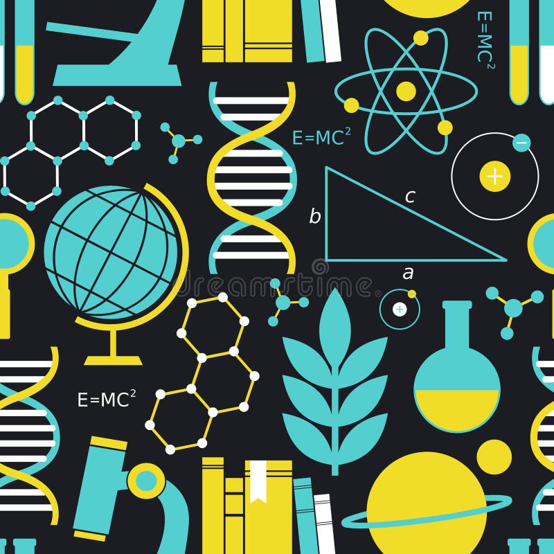 Science Elements Seamless Icons Pattern Stock Vector - Illustration of ...