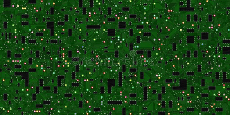 Seamless Electronics Circuit Board and Computer Chips Background ...