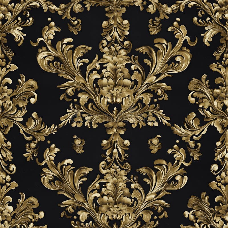 Seamless Elegant Gold Damask Pattern Opulent Textile Design Stock Photo ...