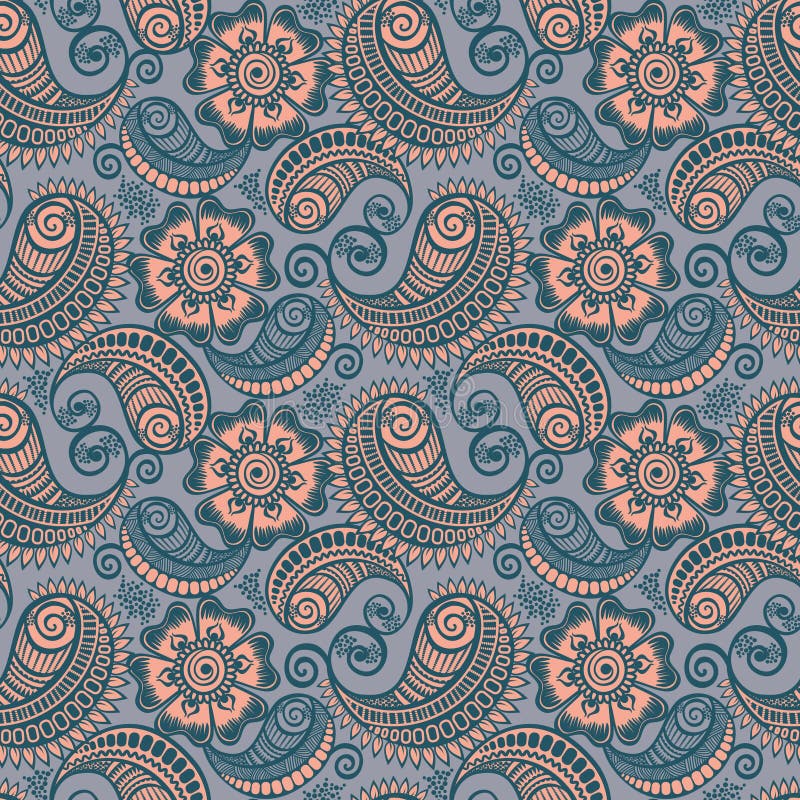 Seamless Elegant Paisley Pattern Stock Illustration - Illustration of ...