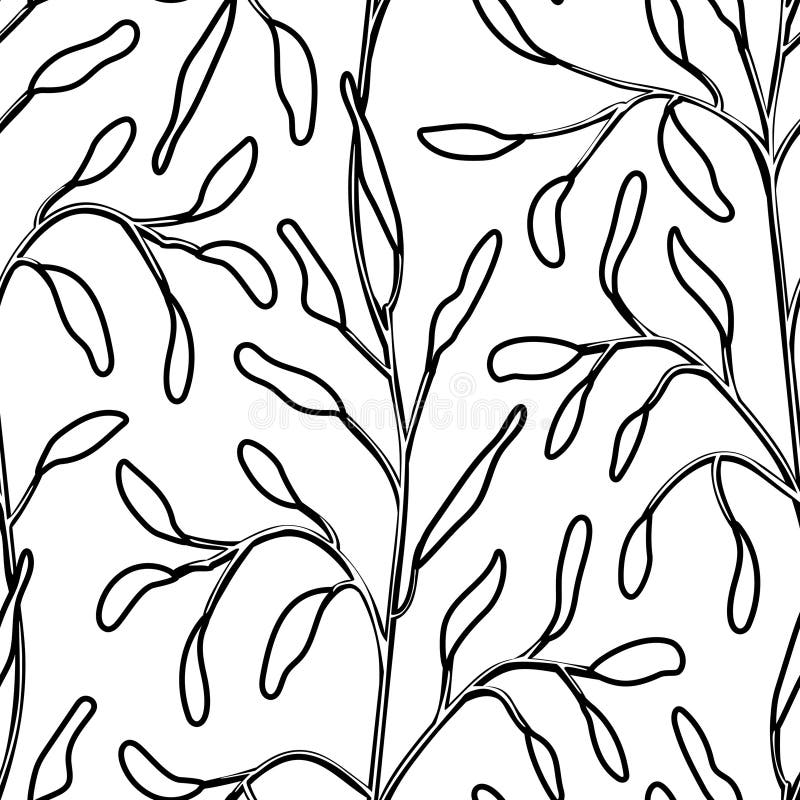 Seamless Elegant Pattern with Black and White Large Long Leaves on a ...
